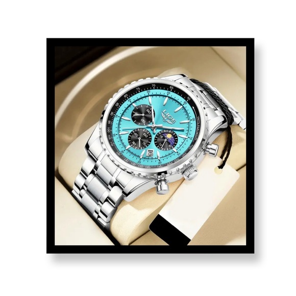 Accessories | New Unisex Silver Chronograph Watch With Blue Dial | Poshmark